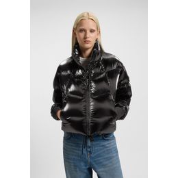 Steppjacke Hugo "Fiorella", Damen, Gr. XL, schwarz 001, Web, Obermaterial: 100% Polyamid, unifarben, regular fit taillenbedeckt, angesetztes B&uuml;ndchen, Jacken Steppjacke, in verk&uuml;rzter L&auml;nge, Kordelzug im Saum