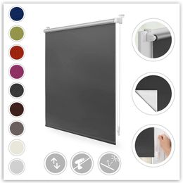 Seitenzugrollo LICHTBLICK ORIGINAL "Klemmfix Hitzeschutz" Gr. 4, grau (anthrazit, wei&szlig;), B:40cm H:150cm, Polyester, Rollos, Seitenzugrollo, mit Thermobeschichtung