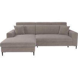 Ecksofa TRENDS BY HG "Nizza, L-Form, B: 250cm", d517 enjoy new 46 pewter, B:250cm H:104cm T:166cm, 92% Polyester;8% Nylon, Sofas, Ecksofa, Schlaffunktion + Bettkasten