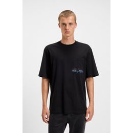 T-Shirt Hugo "Nogoste", Herren, Gr. M, schwarz (schwarz001), Single Jersey, Obermaterial: 100% Baumwolle, unifarben, regular fit normal, Rundhals, Shirts T-Shirt, Rundhalsausschnitt, regular fit, Brusttasche