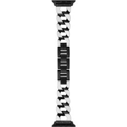 Smartwatch-Armband Michael Kors "Apple Strap", silber (silberfarben, schwarz), Uhrenarmb&auml;nder, Edelstahl, Wechselarmband, Ersatzarmband, Edelstahlarmband, Kettengliederung
