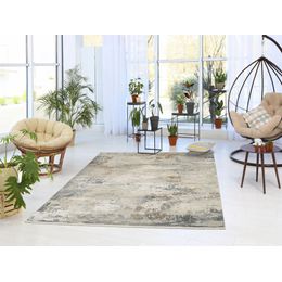 Teppich OCI DIE TEPPICHMARKE "IMPRESSION GALAXY", beige (beige, grau), B:67cm H:5mm L:130cm, Polyacryl, Viskose, Teppiche, Teppich, Vintage, feine Fransen, leichter Glanz durch Viskose, Wohnzimmer