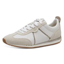 Sneaker Tamaris, Damen, Gr. 38, gold (wei&szlig;, goldfarben), Leder, Lederimitat, Schuhe Sneaker, Freizeitschuh, Halbschuh, Schn&uuml;rschuh mit Logoaufn&auml;her