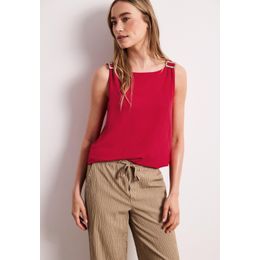 Shirttop Street One, Damen, Gr. 36, salsa rot, Jersey, Obermaterial: 95% Viskose, 5% Elasthan, unifarben, regular fit normal, U-Boot-Ausschnitt, Tops Shirttop, mit Schnallen Detail