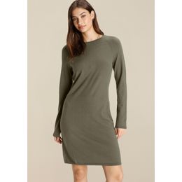 Strickkleid Tamaris "mit figurumspielender Passform", Damen, Gr. 44, N-Gr, gr&uuml;n (khaki melange), Feinstrick, Obermaterial: 50% Viskose, 28% Polyester, 22% Polyamid, Basic, figurumspielend ca. Mitte Oberschenkel, Rundhals, Raglan&auml;rmel, Kleider Strickkleid, l&auml;ssiges Mini-Kleid aus Viskosemischung