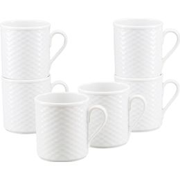 Becher Creatable "Polo Weiss, Kaffeebecher 6-tlg", wei&szlig;, B:8cm H:9cm &Oslash;:8cm, Porzellan, Trinkgef&auml;&szlig;e, Becher, Strahlendes Wei&szlig;, Klassischer Manufakturstil, Ausdrucksstarkes Relief