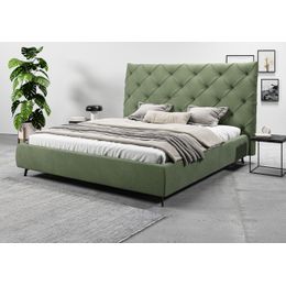 Polsterbett Home Affaire "Maxime, in 4 Breiten bis 200cm, auch in Leder", gr&uuml;n (turtle), B:236cm H:105cm L:254cm, 94% Polyester, 6% Nylon, Betten, Polsterbett, Kopfteilh&ouml;he 143 cm, belastbar bis 280 kg, auch in &Uuml;berl&auml;nge 220cm