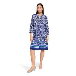Sommerkleid Betty Barclay "Damen mit 3/4 Arm", Damen, Gr. 36, Normalgr&ouml;&szlig;en, dunkelblau, wei&szlig;, Obermaterial: 100% Viskose, ausgestellt kurz, V-Ausschnitt, Kleider Sommerkleid