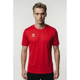 Trainingsshirt Hummel "HMLESSENTIAL JERSEY S/S", Herren, Gr. XXL, rot (true rot), Trikot, Obermaterial: 100% Polyester, unifarben, Basic normal, Rundhals, Shirts, sportliche Passform, Kurzarm, schnell trocknend, atmungsaktiv