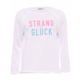 Langarmshirt Zwillingsherz, Damen, Gr. L/XL (L/XL), wei&szlig;, Sweatware, Obermaterial: 50% Baumwolle, 50% Polyester, unifarben, normal h&uuml;ftbedeckend, Rundhals, Shirts Langarmshirt, Regular Fit, Langarm, Rundhalsausschnitt, Stickerei, Schriftzug