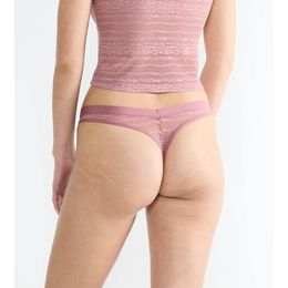 String Sloggi "FREE Evolve", Damen, Gr. 2, rosa (date night pink), Single Jersey, Obermaterial: 65% Polyester, 35% Elasthan, unifarben, k&ouml;rpernah, Unterhosen String, super weich, dehnf&auml;hig, Spitzendetails