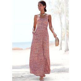 Maxikleid Vivance "mit grafischem Alloverdruck und Taschen", Damen, Gr. 34, N-Gr, bunt (rot, apricot, blau bedruckt), Jersey, Obermaterial: 100% Viskose, bedruckt, figurumspielend bodenlang, Rundhals, Kleider Maxikleid, langes Sommerkleid, Strandkleid, Druckkleid, Viskosekleid, Jerseykleid