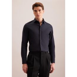 Flanellhemd Seidensticker "Schwarze Rose", Herren, Gr. XL (43), normale &Auml;rmell&auml;ngen, dunkelblau, 100% Baumwolle, unifarben, tailored fit, 2-Knopf-Manschette, Hemden, Shaped 1/1 Kentkragen Uni