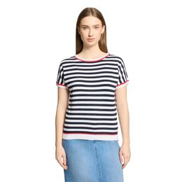 Kurzarmshirt Betty Barclay "Damen mit Streifen", Damen, Gr. 36, patch dunkelblau, rot, Strick, Obermaterial: 72% Viskose, 28% Polyamid, loose fit normal, Rundhals, Shirts