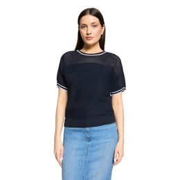 Kurzarmshirt Betty Barclay "Damen mit Struktur", Damen, Gr. 36, patch dunkelblau, wei&szlig;, Strick, Obermaterial: 100% Baumwolle, loose fit normal, Rundhals, Shirts
