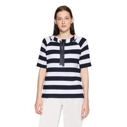 Kurzarmshirt Betty Barclay "Damen mit Rippenstruktur", Damen, Gr. 36, dunkelblau, wei&szlig;, Jersey, Obermaterial: 72% Viskose, 24% Polyester, 4% Elasthan, loose fit normal, U-Boot-Ausschnitt, Shirts