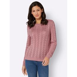 Rundhalspullover Classic Basics "Rundhals-Pullover", Damen, Gr. 44, lila (hortensie), 100% Polyacryl, unifarben, Pullover Rundhalspullover