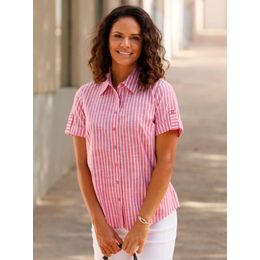 Hemdbluse Casual Looks, Damen, Gr. 36, rot (rot, gestreift), 100% Baumwolle, gemustert, mehrfarbig, Blusen Hemdbluse