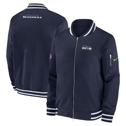 Bomberjacke Nike "Nike Jacke Seattle Seahawks Nike Coach Bomber", Damen, Gr. XXL, blau, Popeline;Jersey, 100% Polyester, Jacken Bomberjacke
