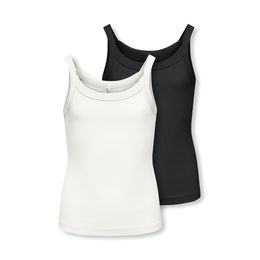 Tr&auml;gertop KIDS Only "KOGJILL LIFE S/L TOP CS JRS 2-PACK", M&auml;dchen, Gr. 158/164, schwarz pack:cloud dancer, Jersey, Obermaterial: 95% Baumwolle, 5% Elasthan, unifarben, normal, ohne Ausschnitt, Tops Tr&auml;gertop, Baumwollmischung, elastisch
