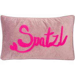 Dekokissen Pad "LETTERS", rose, schriftzug, B:50cm L:30cm, Obermaterial: 100% Polyester, Dekokissen_Sitzkissen_Kissenh&uuml;llen, farbige Keder, mit Schriftzug, verschiedene Gr&ouml;&szlig;en