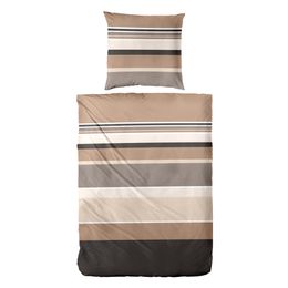 Bettw&auml;sche Primera "Satin-Bettw&auml;sche Line-Art", braun, B/L: 135cm x 200cm, 1 Stk., 1 Stk., Satin, B/L: 80cm x 80cm, 2, Satin, Obermaterial: 100% Baumwolle, Bettw&auml;sche, Bettw&auml;sche