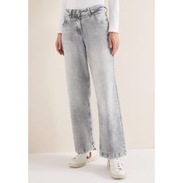 Loose-fit-Jeans Cecil, Damen, Gr. 34, L&auml;nge 32, light grau wash, Jeans, 84% Baumwolle, 13% Polyester, 3% Elasthan, unifarben, kn&ouml;chellang, Jeans, High Waist