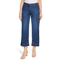 Stoffhose Betty Barclay "Damen mit Waschung", Damen, Gr. 36, Normalgr&ouml;&szlig;en, dunkelblau denim, Obermaterial: 100% Baumwolle, slim fit 3/4-L&auml;nge, Hosen Stoffhose