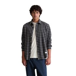 Marc O'Polo Langarmhemd MARC O'POLO DENIM, Herren, Gr. M, N-Gr, dunkelblau, Web, Obermaterial: 100% Baumwolle, kariert, regular fit normal, 2-Knopf-Manschette, Hemden, Businesshemd, Kentkragen, garngef&auml;rbtes Karomuster, regular fit