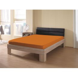 Spannbettlaken Kum "Frottee-Stretch Spannbetttuch", orange, L:200cm, Frottee, Obermaterial: 80% Baumwolle, 20% Polyester, Bettlaken, Spannbettlaken, bis ca. 30 cm Matratzenh&ouml;he