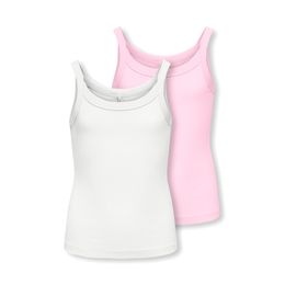 Tr&auml;gertop KIDS Only "KOGJILL LIFE S/L TOP CS JRS 2-PACK", M&auml;dchen, Gr. 122/128, sweet lila pack:cloud dancer, Jersey, Obermaterial: 95% Baumwolle, 5% Elasthan, unifarben, normal, ohne Ausschnitt, Tops Tr&auml;gertop, Baumwollmischung, elastisch