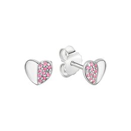 Paar Ohrstecker Firetti "Schmuck Geschenk Silber 925 Ohrschmuck Ohrringe Herz", pink (silberfarben, pink, pink), Ohrringe, Damen, Silber 925 (Sterlingsilber), mit Zirkonia (synth.)