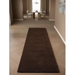 Wollteppich Mono Dunkelbraun 80x300 cm - Naturfaserteppich aus Wolle