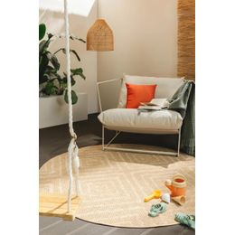 benuta Nest In- & Outdoor-Teppich Rund Como Hellbraun &oslash; 160 cm - Teppich f&uuml;r Balkon, Terrasse & Garten