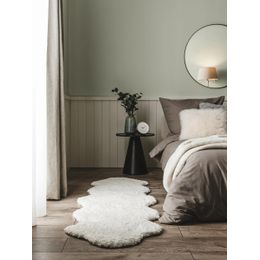 benuta Nest Hochflor Shaggyteppich Cloudy Cream 60x170 cm - Bettvorleger f&uuml;r Schlafzimmer