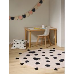 Lytte Waschbarer Kinderteppich Hannes Pink/Schwarz &oslash; 120 cm - Waschbarer Teppich f&uuml;r Kinderzimmer