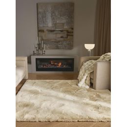 benuta Finest Hochflor Shaggyteppich Lux Cream 200x200 cm - Hochflor Teppich f&uuml;r Wohnzimmer