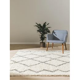benuta Pop Hochflor Shaggyteppich Soho Cream 80x150 cm - Bettvorleger f&uuml;r Schlafzimmer