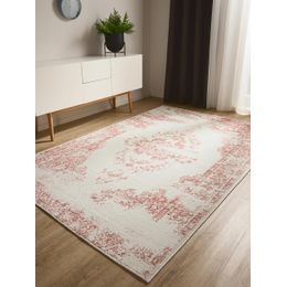 benuta Basic Teppich Sia Cream/Rosa 60x120 cm - Vintage-Stil Teppich im Used-Look