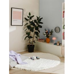 benuta Pop Hochflor Shaggyteppich Ava Cream &oslash; 120 cm - Hochflor Teppich f&uuml;r Wohnzimmer