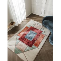 benuta Finest Kurzflor Teppich Mandala Multicolor 160x230 cm - Bunter Teppich f&uuml;r Wohnzimmer