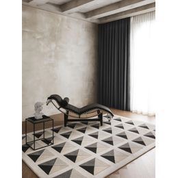 benuta Finest Kurzflor Teppich Sid Cream/Grau 160x230 cm - Moderner Kurzflor-Teppich f&uuml;r Wohnzimmer
