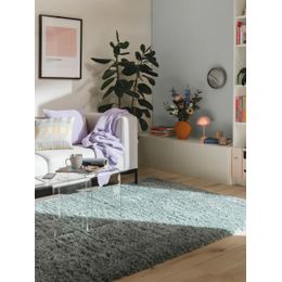benuta Pop Hochflor Shaggyteppich Ava T&uuml;rkis 80x150 cm - Bettvorleger f&uuml;r Schlafzimmer