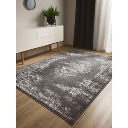 benuta Basic Teppich Sia Grau 60x120 cm - Vintage-Stil Teppich im Used-Look