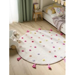 Lytte Waschbarer Kinderteppich Fiete Multicolor/Pink &oslash; 80 cm rund - Waschbarer Teppich f&uuml;r Kinderzimmer