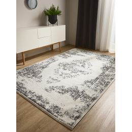 benuta Basic Teppich Sia Cream/Grau 60x120 cm - Vintage-Stil Teppich im Used-Look