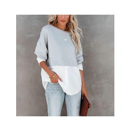 Milan Kiss Sweatshirt in Grau/ Wei&szlig; - 69% | Gr&ouml;&szlig;e L | Damen-sweatshirts-jacken