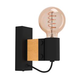 Eglo Leuchten Eglo BAILRIGG Wandleuchte Naturfarben, Schwarz, 1-flammig