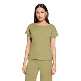 Kurzarmshirt Betty Barclay "Damen mit U-Boot-Ausschnitt", Damen, Gr. 36, soft olive, Obermaterial: 95% Polyester, 5% Elasthan, loose fit normal, U-Boot-Ausschnitt, Shirts