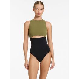 Jets Badeanzug in Khaki/ Schwarz - 70% | Gr&ouml;&szlig;e S | Damen-bademode